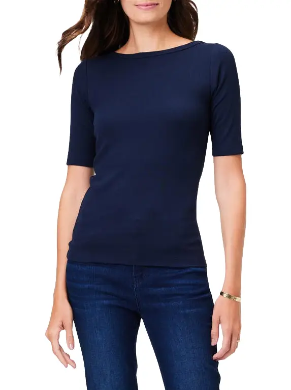 NIC+ZOE Boat Neck Rib Top - Dark Indigo