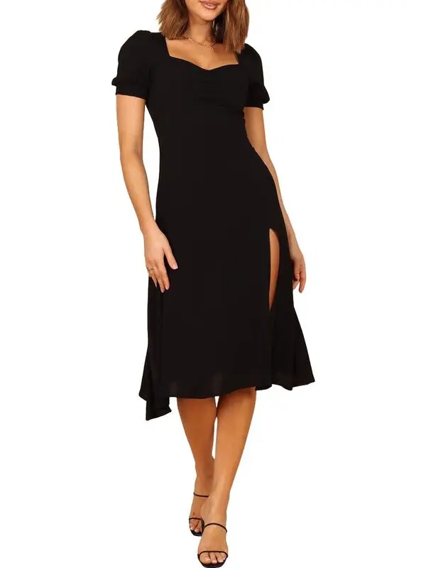 PETAL & PUP Franklin Puff Sleeve Dress - Ebony