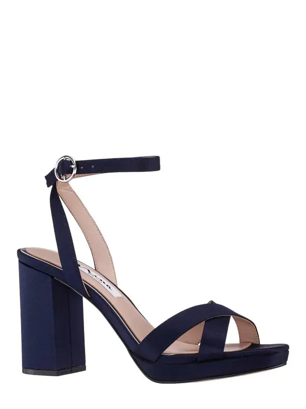 Nina Sheilia Ankle Strap Sandal - New Navy Luster Satin
