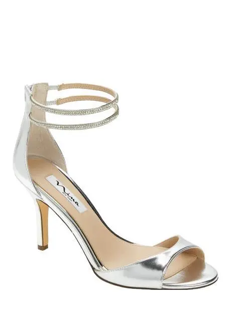 Nina Viktora Ankle Strap Sandal - True Silver Metal