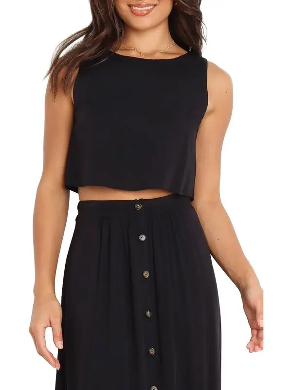 PETAL & PUP Sutton Sleeveless Crop Top - Black