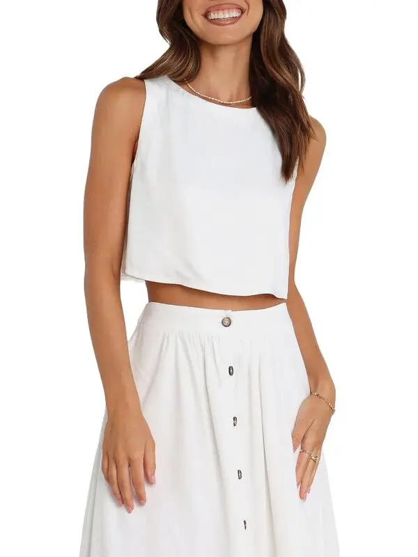 PETAL & PUP Sutton Sleeveless Crop Top - White