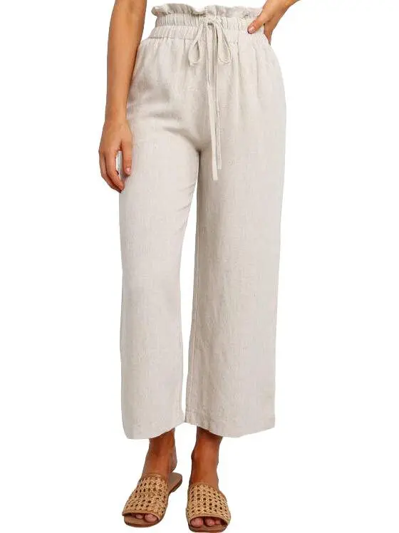 PETAL & PUP Hawthorne Linen Blend Crop Pants - Beige