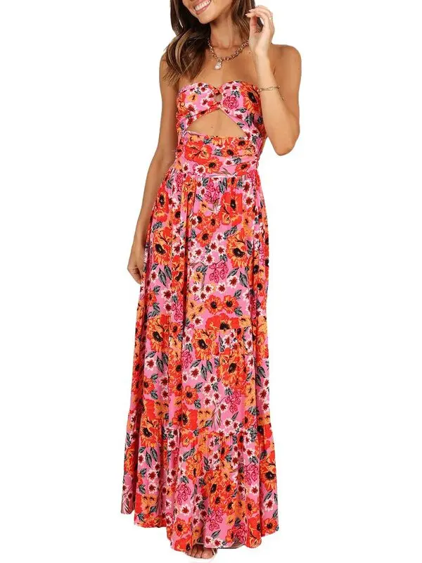 PETAL & PUP Sarai Floral Maxi Dress - Pink