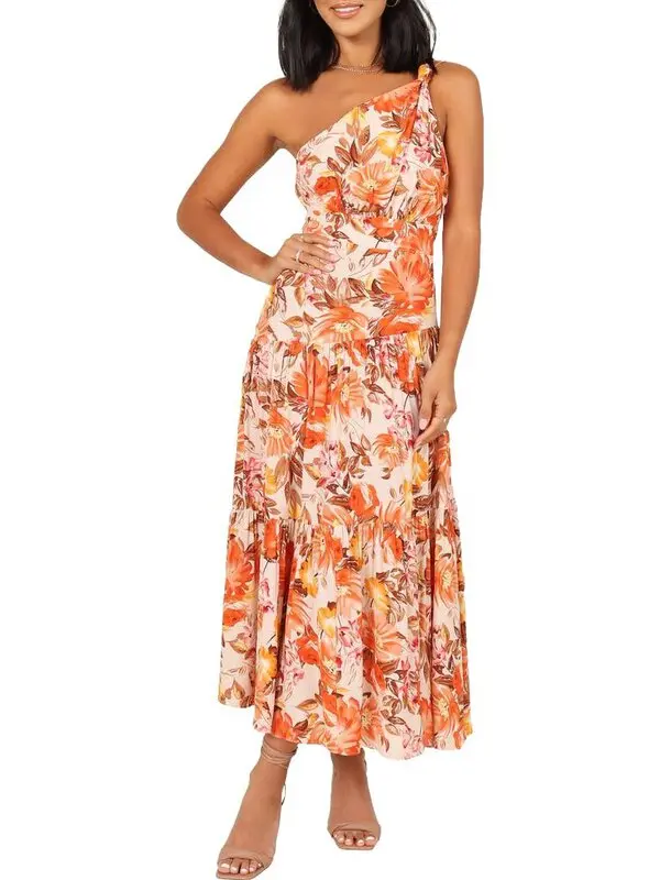 PETAL & PUP Marietta Floral One-shoulder Sundress - Orange