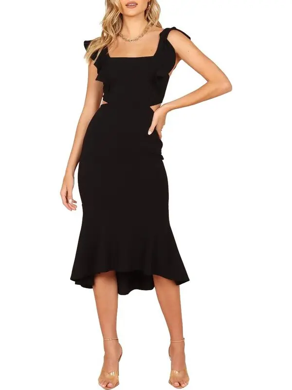PETAL & PUP Yvonne Ruffle Trim High-low Dress - Black