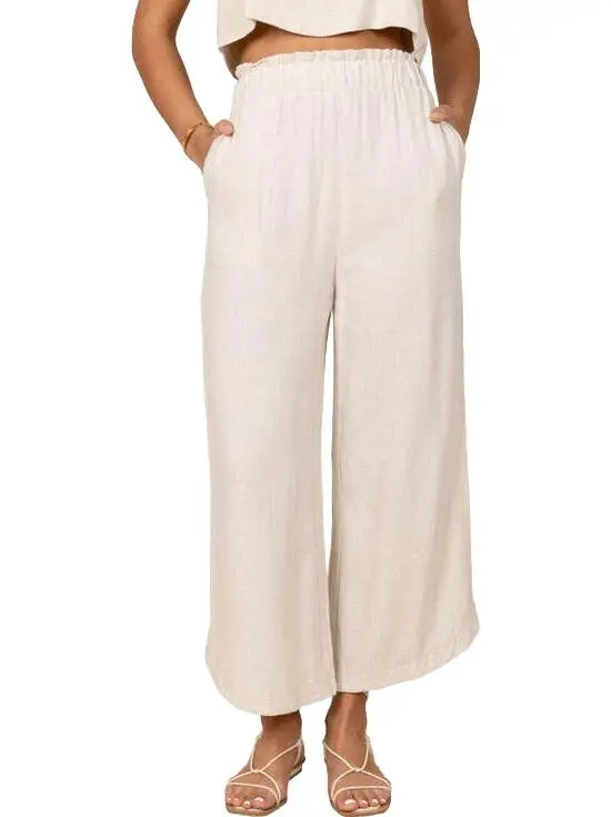 PETAL & PUP Eleanor Wide Leg Linen Pants - Beige