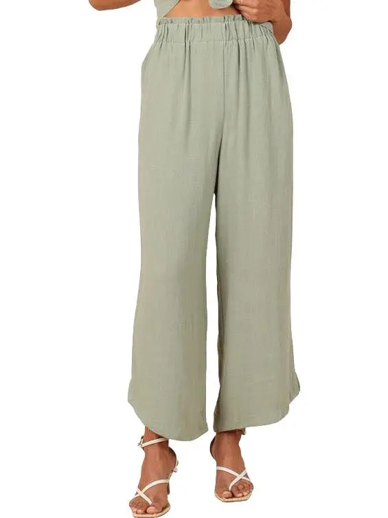 PETAL & PUP Eleanor Wide Leg Linen Pants - Green