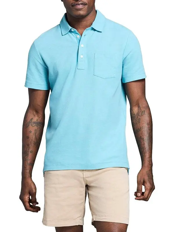 Billy Reid Pensacola Pima Cotton Piqué Pocket Polo - Delphinium Blue