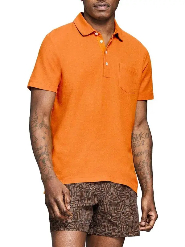 Billy Reid Pensacola Pima Cotton Piqué Pocket Polo - Desert Sun