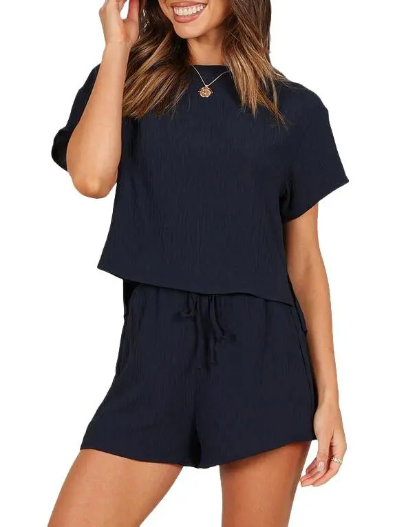 PETAL & PUP Ittai T-shirt & High Waist Shorts Set - Navy