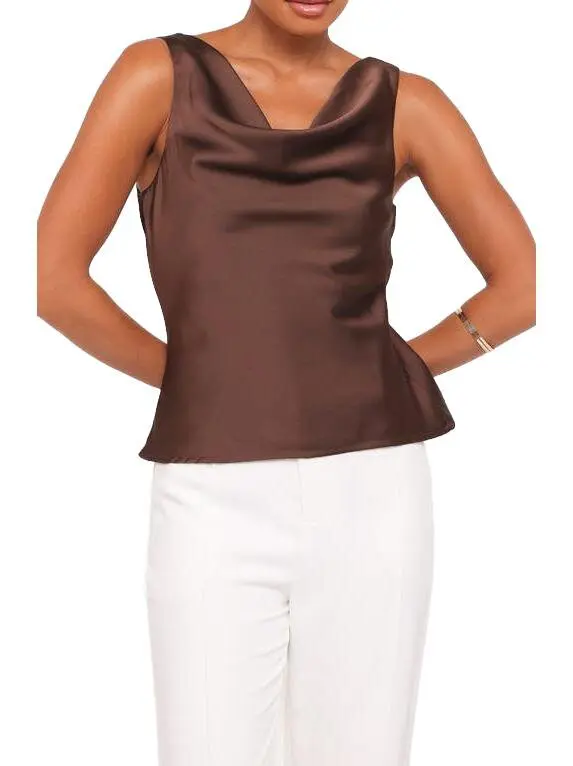 PETAL & PUP Vinita Cowl Neck Tank - Chocolate