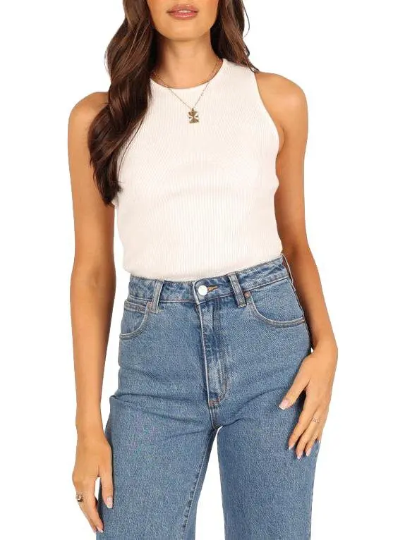 PETAL & PUP Davie Ribbed Knit Tank - White