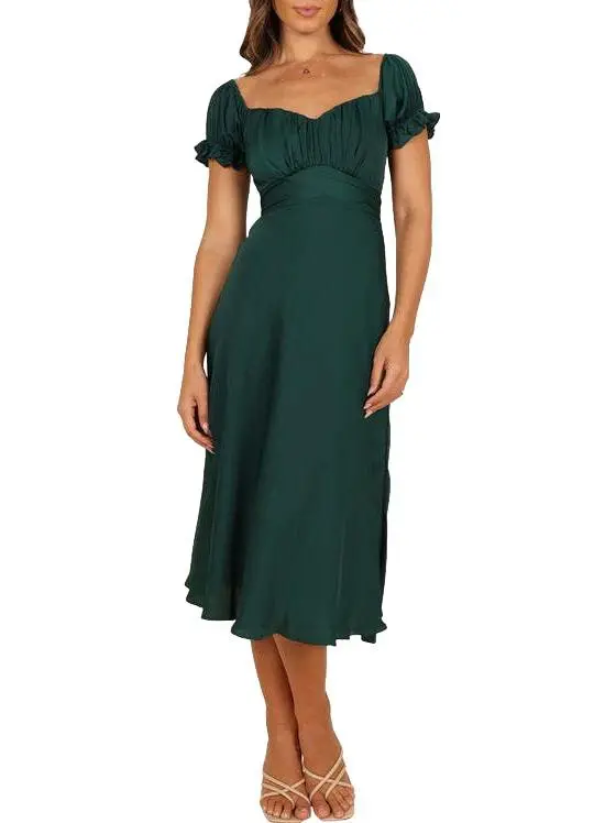 PETAL & PUP Mickenna Frill Tie Back Midi Dress - Emerald