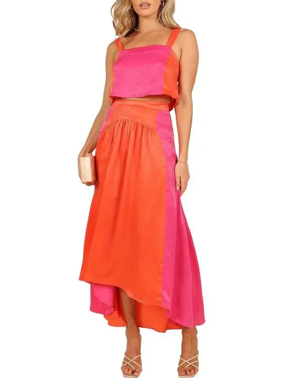 PETAL & PUP Floral Print Two-piece High-low Dress - Orange