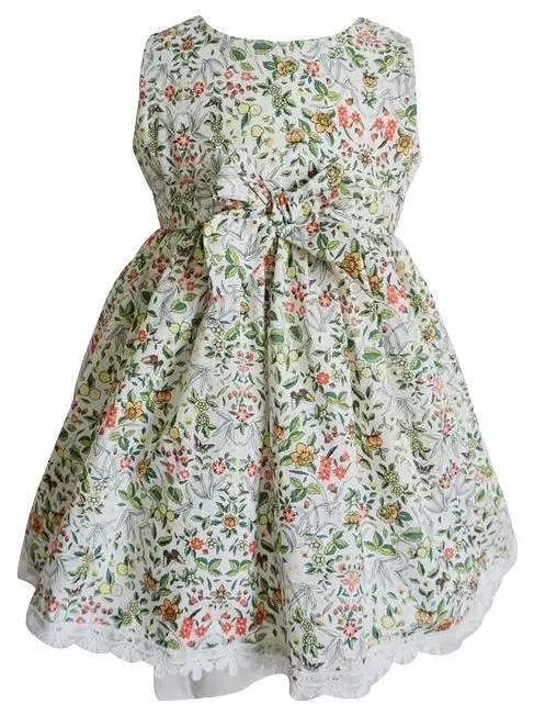 POPATU Floral Bow Front Cotton Dress - Green/ Multi