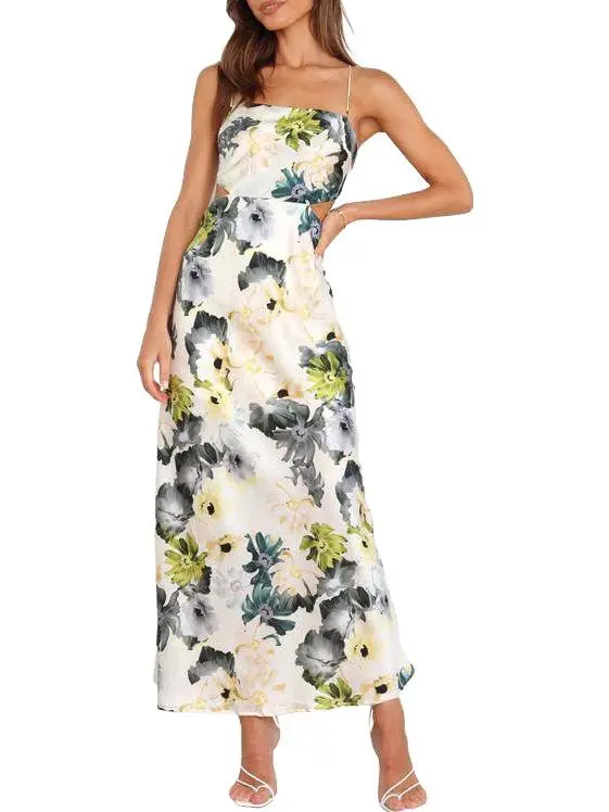 PETAL & PUP Jayne Lace-up Back Maxi Dress - Floral