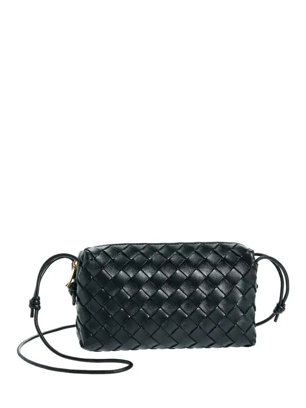 Bottega Veneta Loop Intrecciato Leather Camera Bag - Black/ Gold