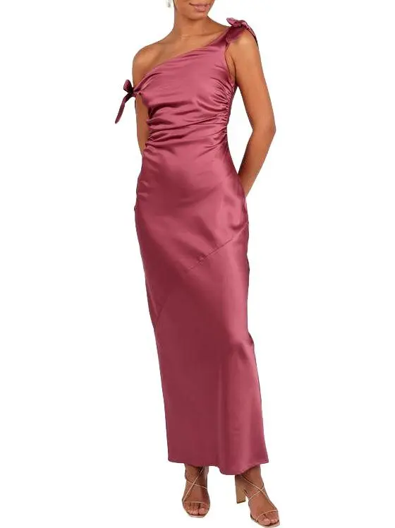 PETAL & PUP Selma One-shoulder Gown - Dark Rose