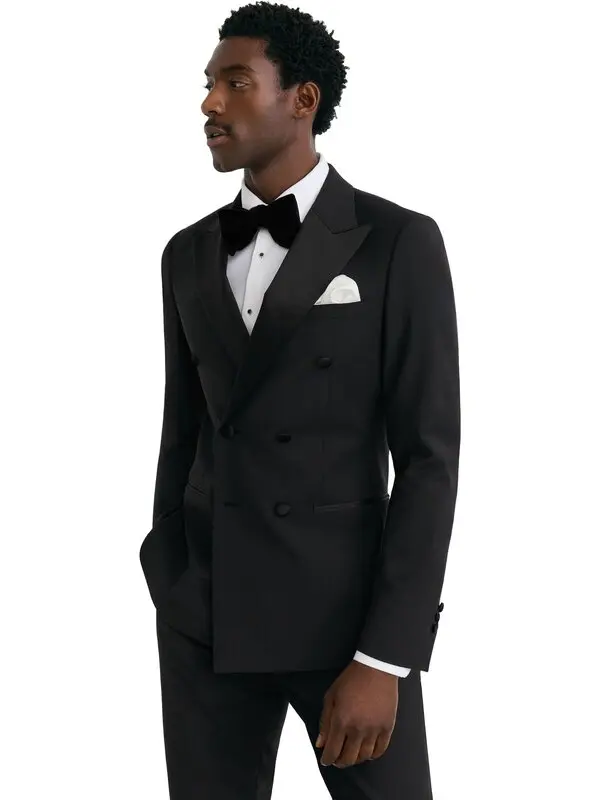 REISS Poker Db Tailored Fit Double-breasted Tuxedo Jacket - Black
