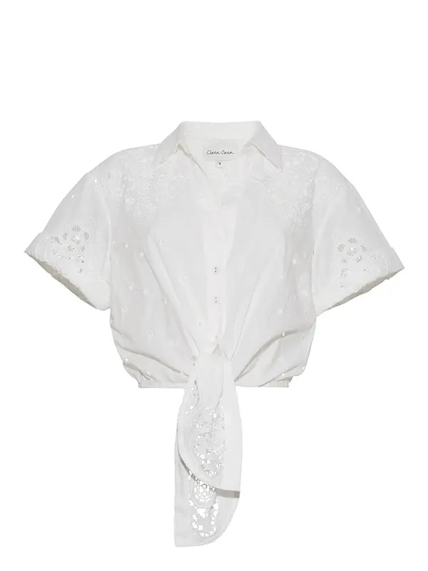 Cara Cara Asbury Top - White Embroidered Eyelet