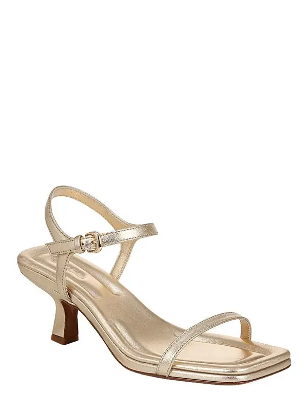 Vince Coco Square Toe Kitten Heel Sandals - Gold