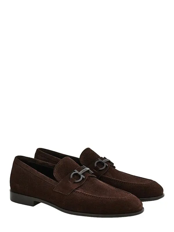 FERRAGAMO Foster Suede Loafers - Bark