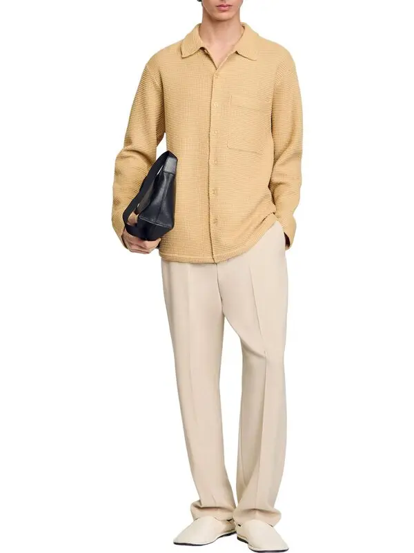 Sandro Oversized Knit Shirt - Nut