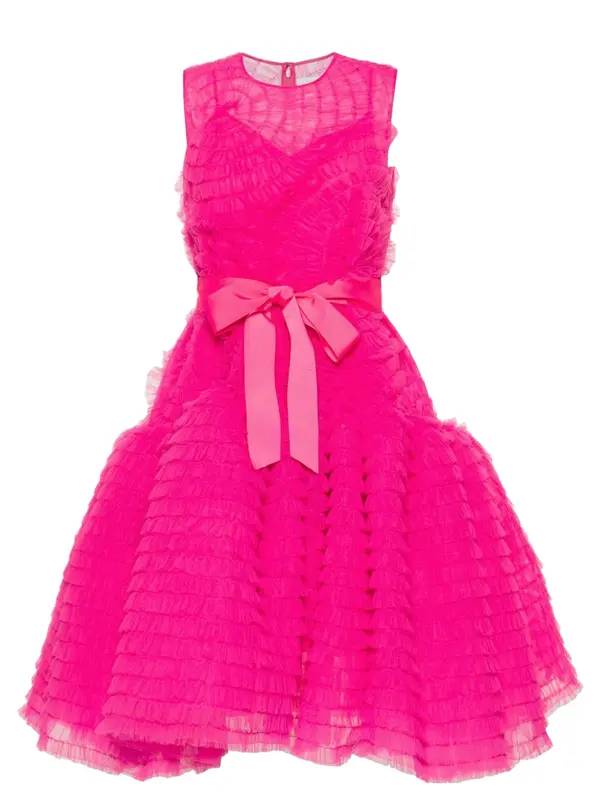 Huishan Zhang Ruffled Tulle Midi Dress - Pink