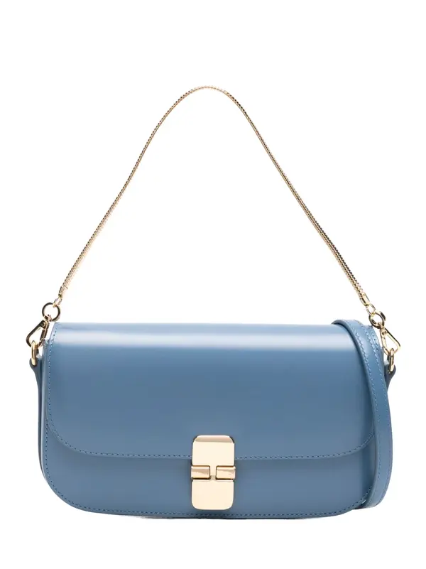 A.p.c. Grace Chaine Leather Clutch - Blue