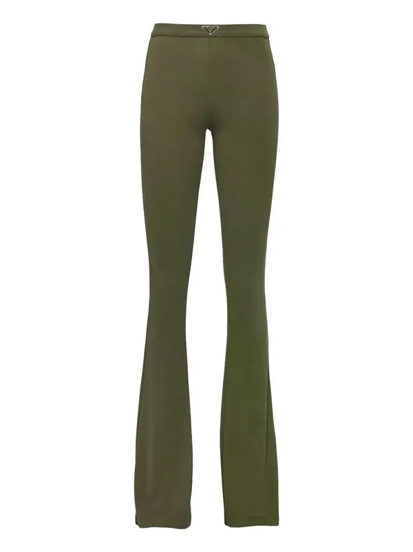 Prada Triangle-logo Flared Trousers - Green