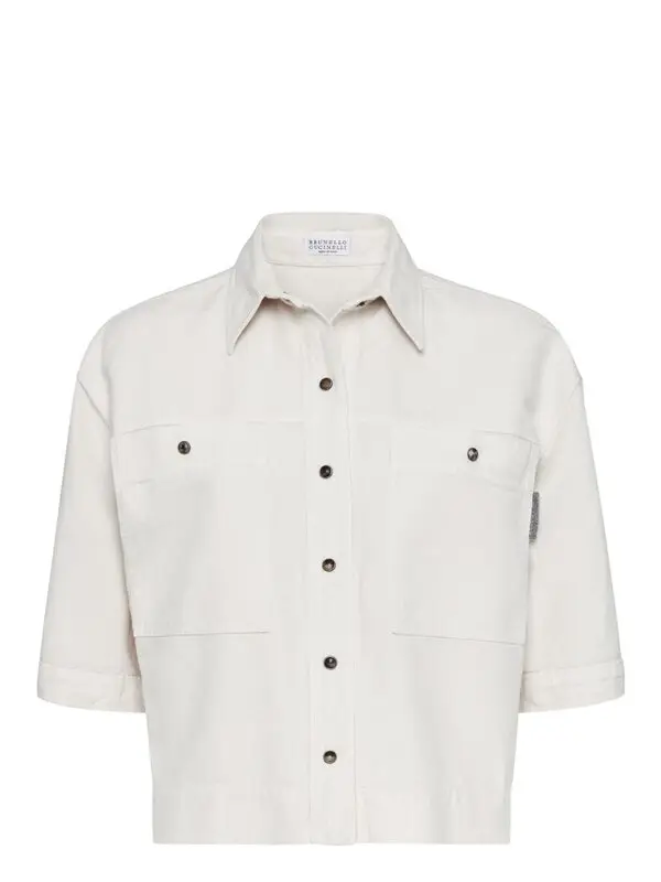 Brunello Cucinelli Short-sleeve Cotton-linen Jacket - White