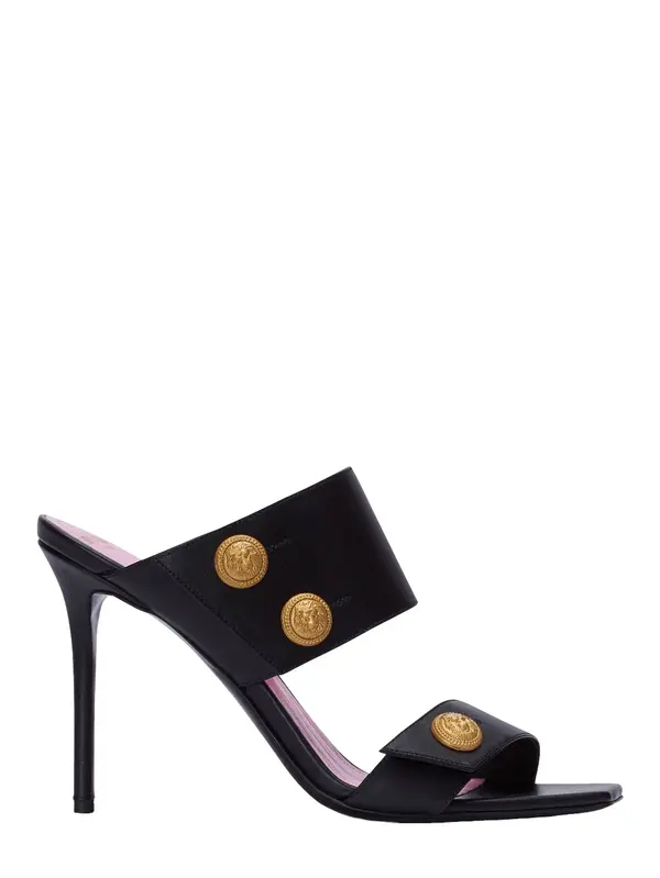 Balmain Button-fastening Leather Sandals - Black