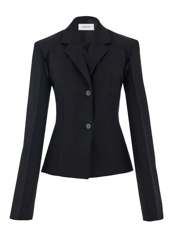 FERRAGAMO Wool-blend Blazer With Split Sleeves - Black