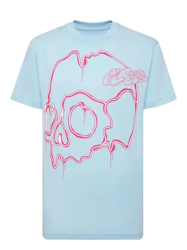 Philipp Plein Dripping Skull Graphic-print T-shirt - Blue