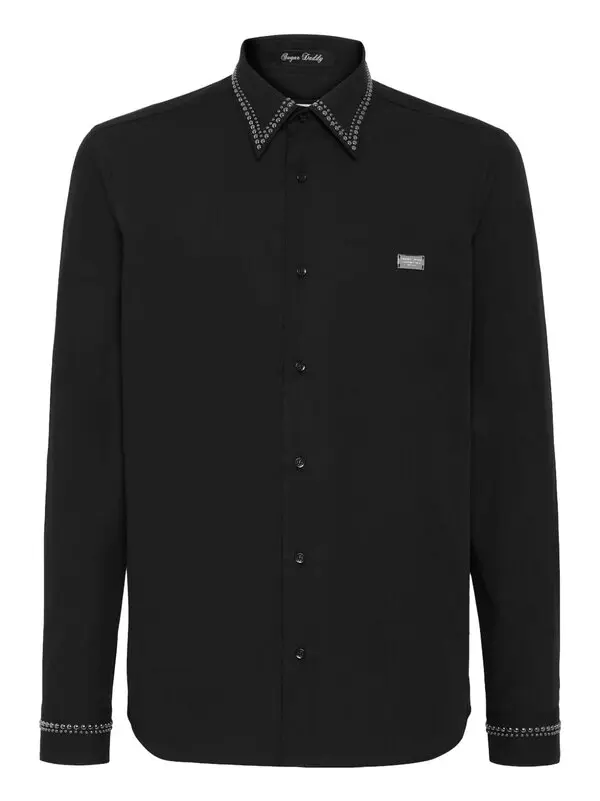 Philipp Plein Logo-plaque Cotton Shirt - Black