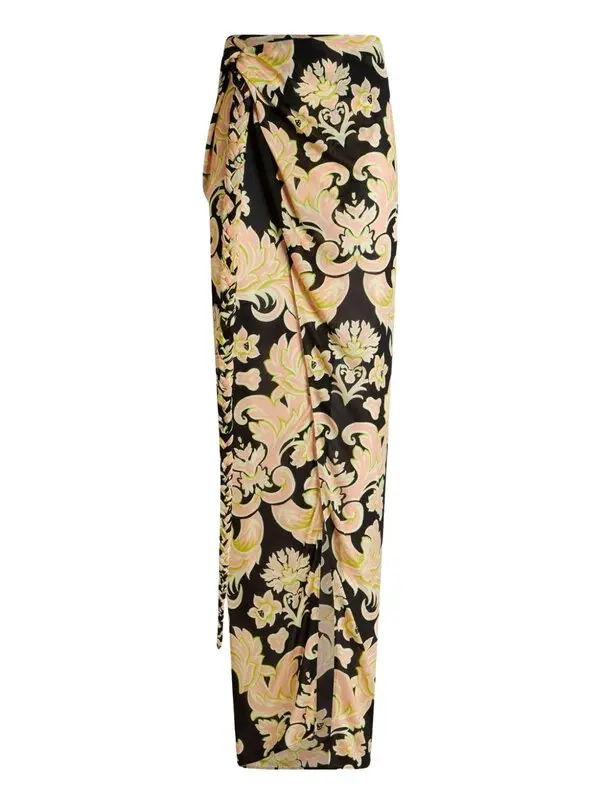 Etro Floral-print Sarong Skirt - Black