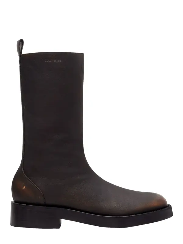 COURREGES Rider Patina Leather Boots - Brown