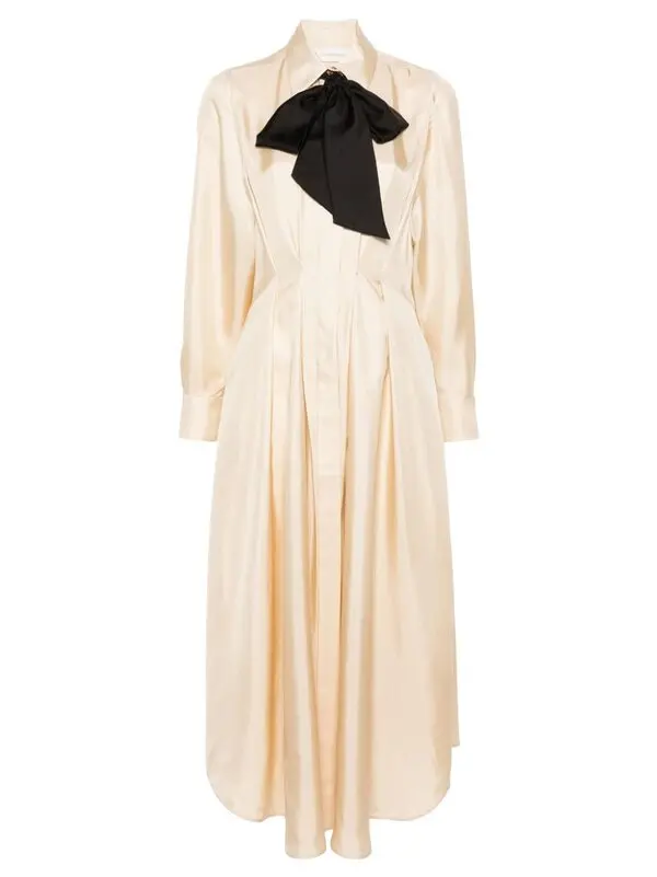 Zimmermann Natura Shirt Dress With Detachable Bow - Neutrals