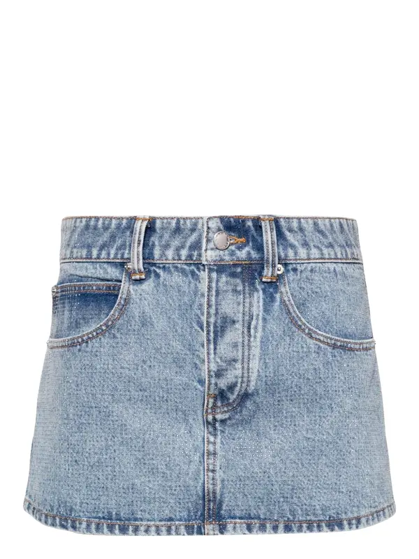 Alexander Wang Crystal-embellished Denim Mini Skirt - Blue
