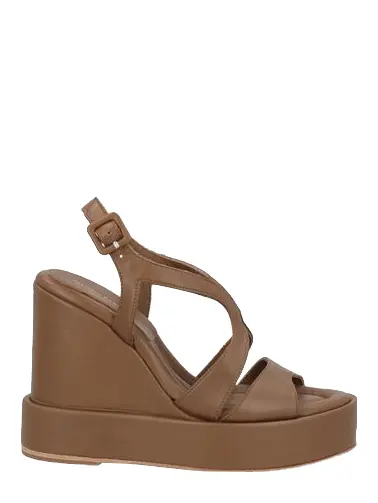 PALOMA BARCELO Leather Wedge Sandals - Brown