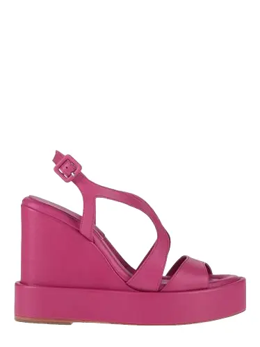 PALOMA BARCELO Leather Wedge Sandals - Magenta