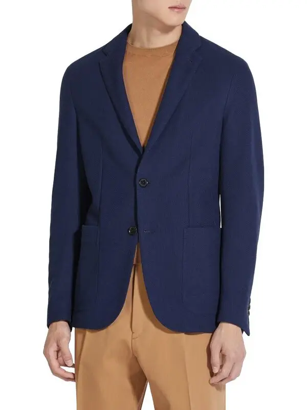 Zegna High Performance™ Wool & Cotton Jersey Jacket - Blu Ciano