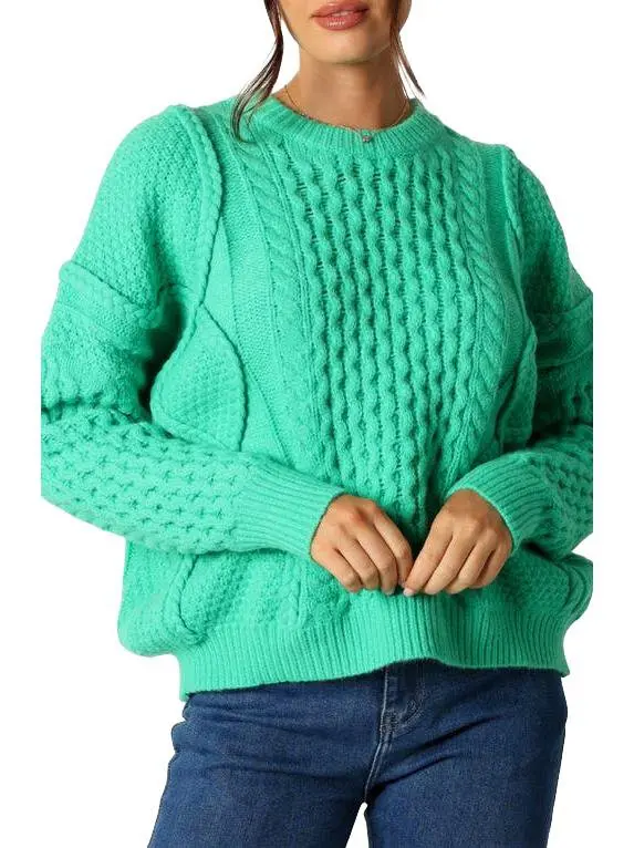 PETAL & PUP Bentley Mixed Stitch Oversized Sweater - Green