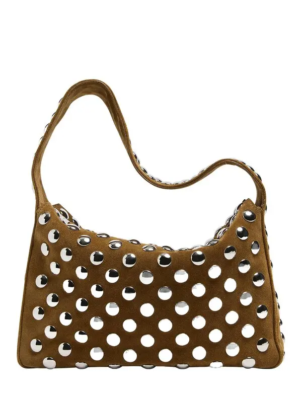Khaite Elena Studded Suede Shoulder Bag - Brown