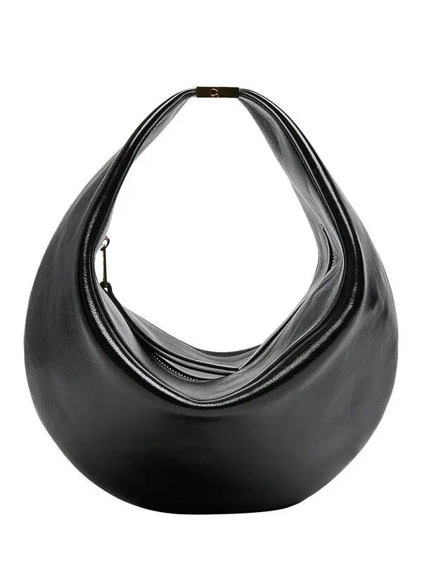Khaite Olivia Small Leather Hobo Bag - Black
