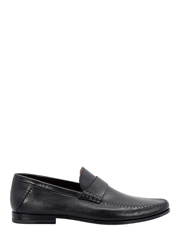 Santoni Slip-on Leather Loafers - Black