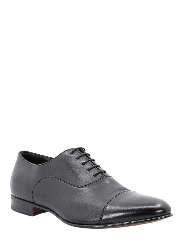 Santoni Darian Cap-toe Leather Dress Shoes - Black