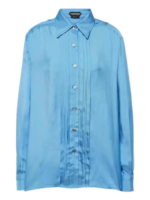 TOM FORD Pleated Twill Shirt - Blue