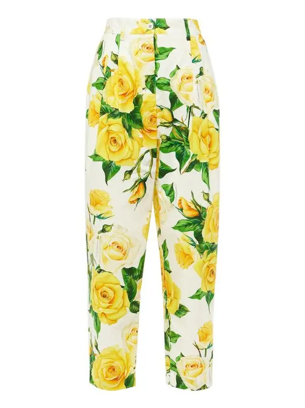 Dolce & Gabbana Floral Cotton Cropped Pants - Multicoloured